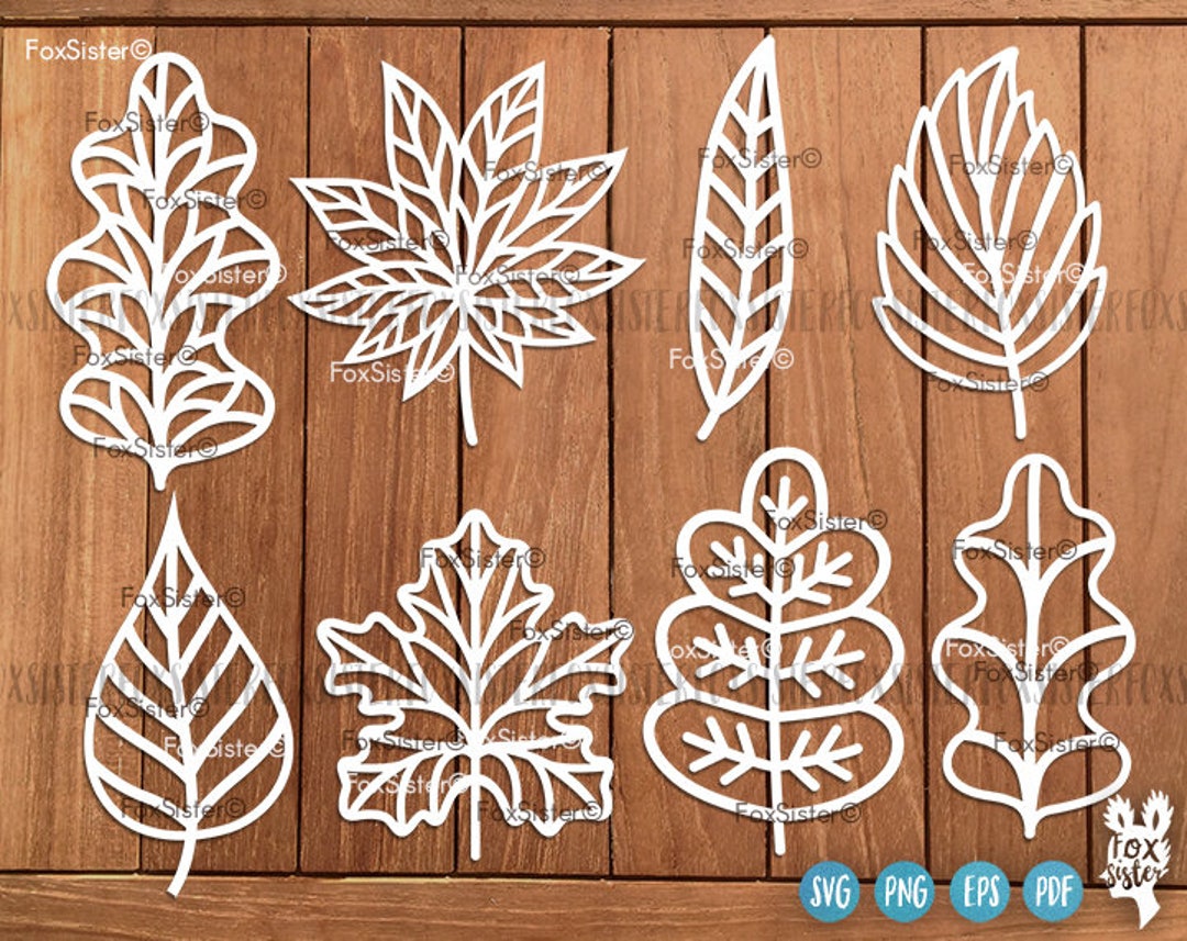 Leaf Svg SET 3, Leaves Svg, 8 Leaf Designs | Leaves Cutting Svg | Leaf ...