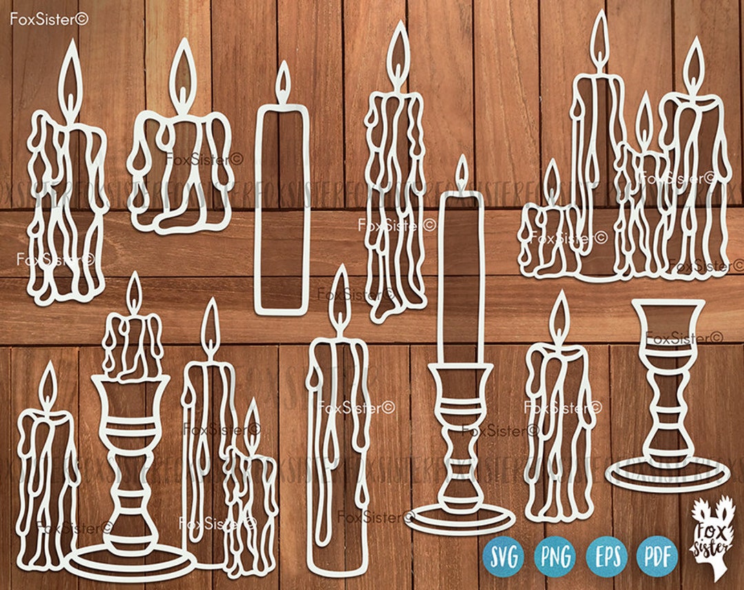 Candle Svg Bundle for Cricut and Silhouette, Vector Candles Clipart ...