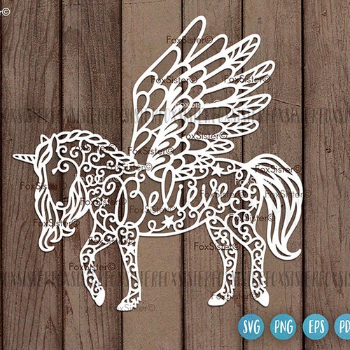 Believe in Unicorn Svg Template Digital Clipart Unicorn Cut - Etsy