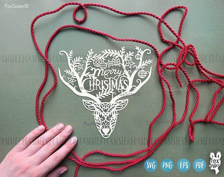 Merry Christmas Deer Svg Cut File Christmas Clipart Reindeer | Etsy