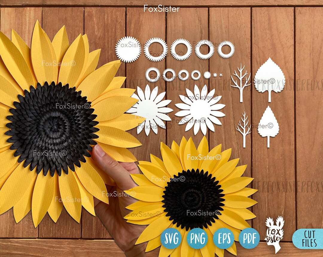 Paper Sunflower Svg for Cricut and Silhouette, Foxsister, 3D Paper ...