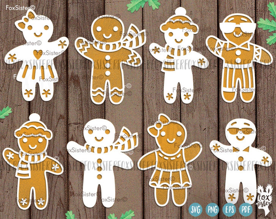 Christmas Svg Gingerbread Man SVG Bundle 8 Designs SET 1 - Etsy