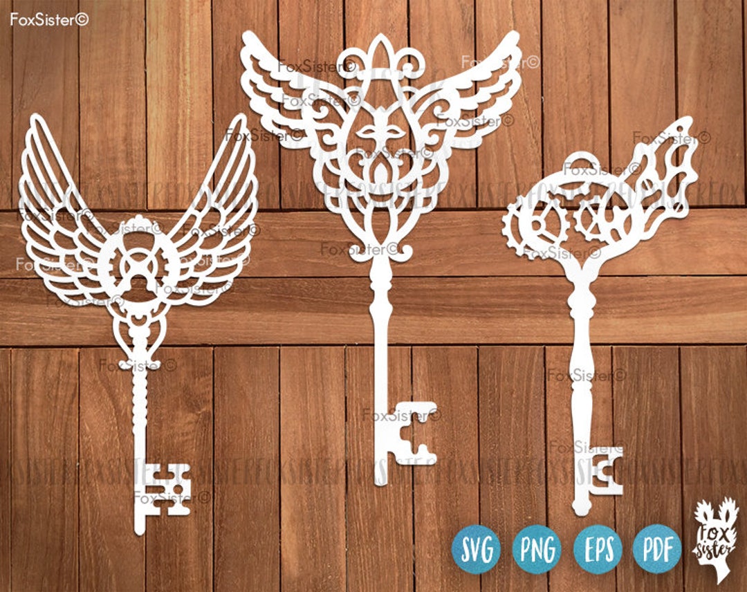 Steampunk Antique Keys SVG Bundle, Papercut Template | Vintage Svg ...
