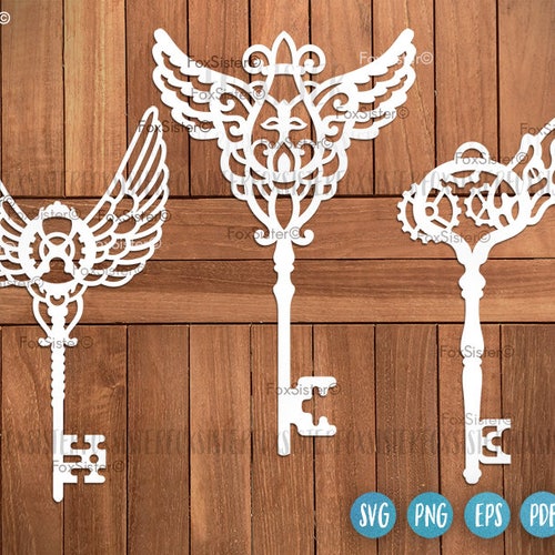 Steampunk Antique Keys SVG Bundle Papercut Template Vintage - Etsy