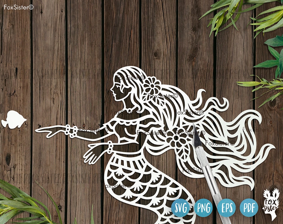 Mermaid Svg Design for Cricut and Silhouette, Mermaid Clipart, Princess ...