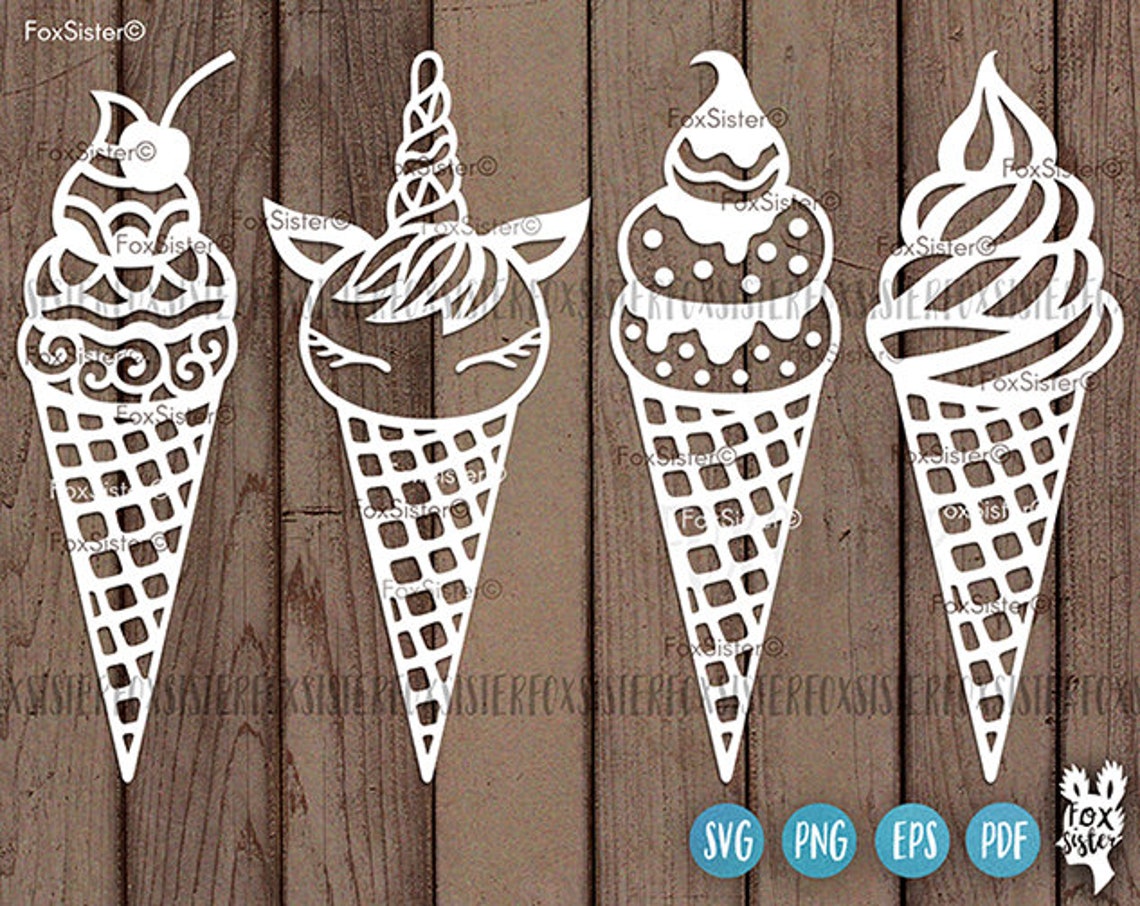 4 Ice Creams Svg Bundle Set 2 Ice Cream Svg Cut File Unicorn - Etsy