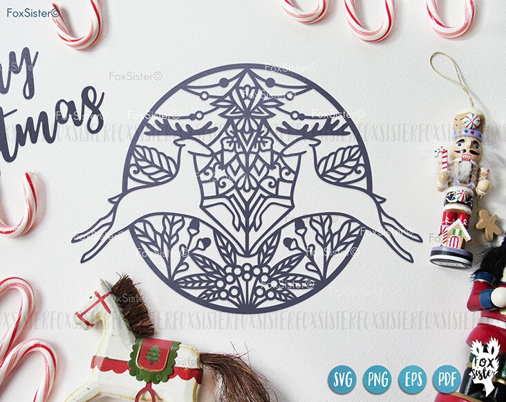 Deer Svg File Deer Cut File Christmas Svg Files Merry | Etsy