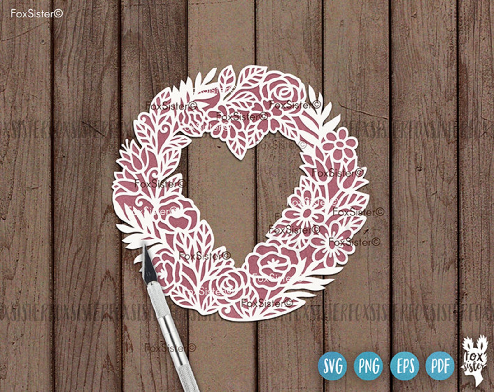 2 Floral Heart Wreaths Svg Wreath Svg Cutting file Clip art | Etsy