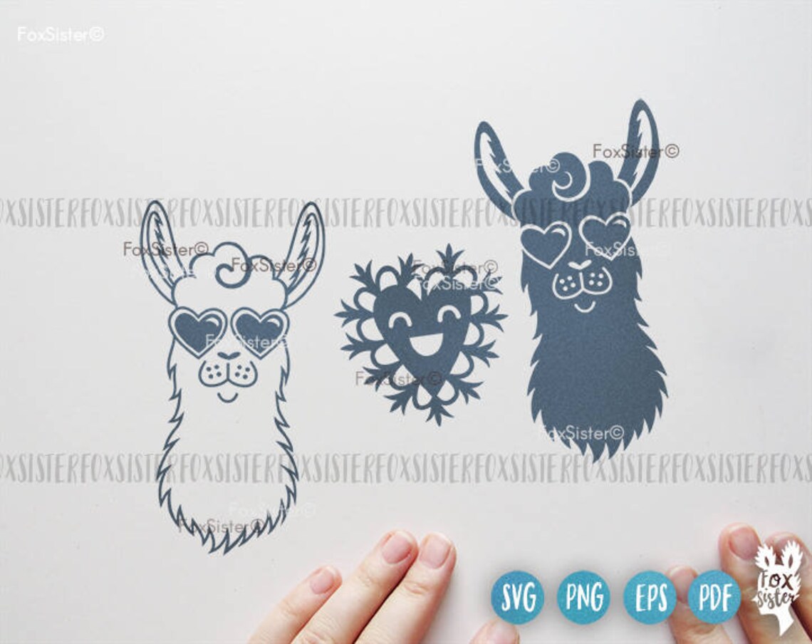 Lama SVG Papercut modèle Svg animal coupe fichier coeur | Etsy France