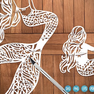 Mermaid Svg Png Files Clipart, Summer Beach Silhouette, Fish Svg ...