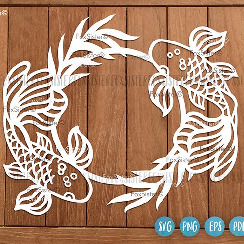 Koi Fish Monogram Frame Svg Png Cut File Template Blank - Etsy