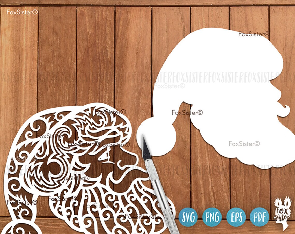 Santa Face Svg Cut File for Cricut and Silhouette, Santa Claus Svg ...