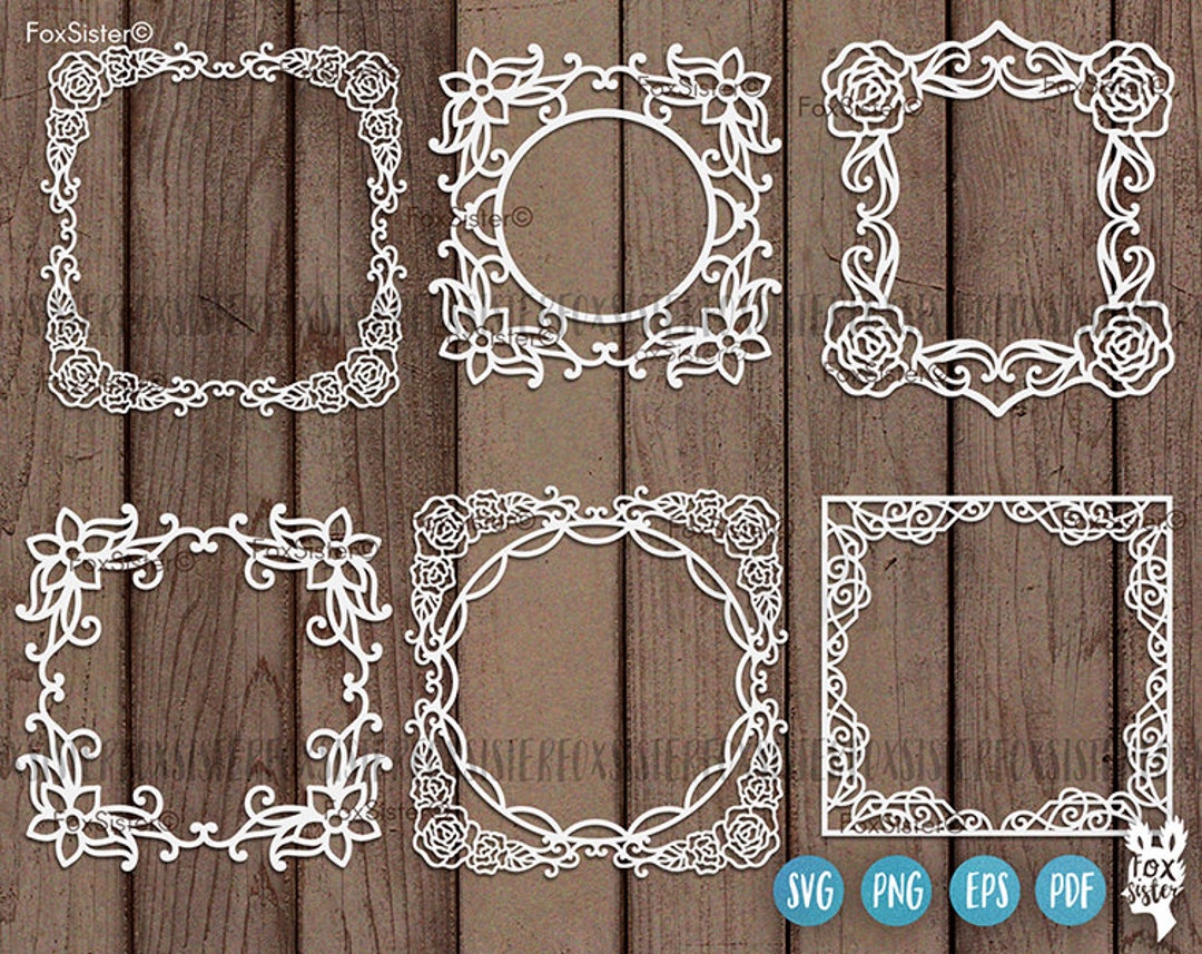 Floral Frames Svg Cut File, Frames Svg, Square Frame Svg, Floral ...