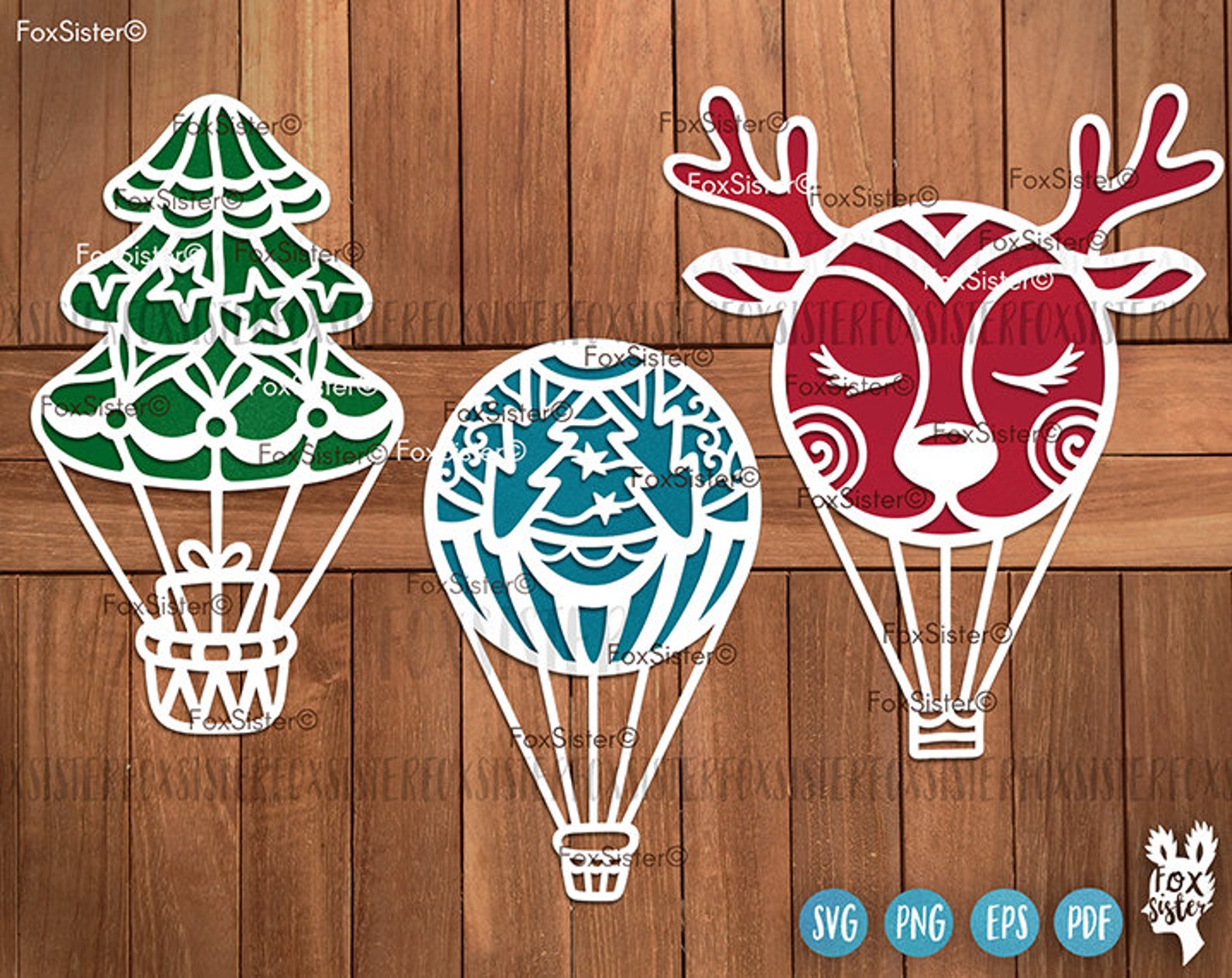 Air Balloons Svg Christmas Files and Svg Decorations - Etsy