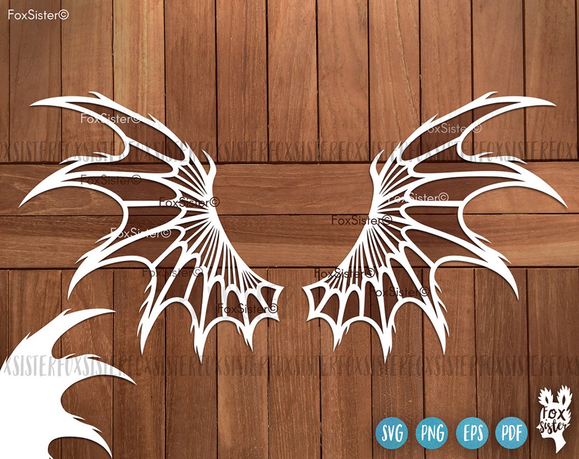 Scary Dragon Wings Svg Design for Cricut and Silhouette, Bat Wings Svg ...