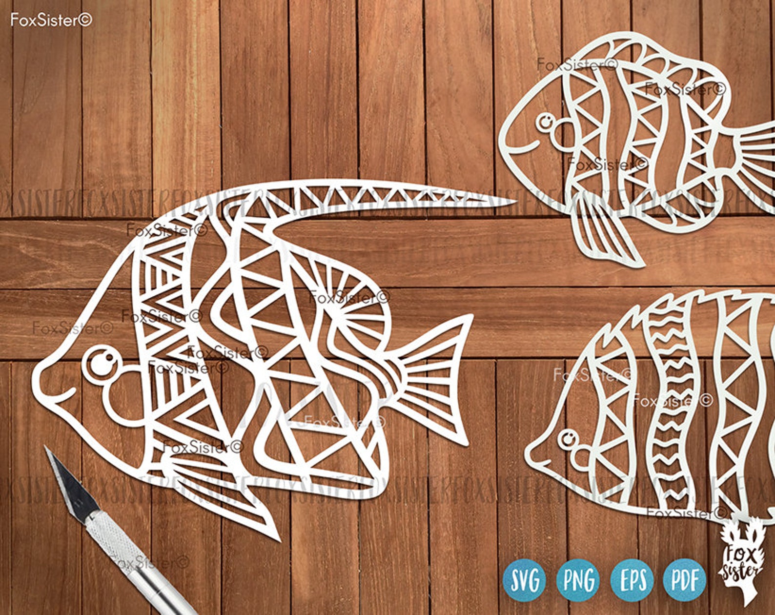 4 Happy Fish Svg Cutting Files for Cricut and Silhouette Set2, Fish ...