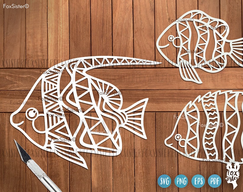 4 Happy Fish Svg Cutting Files for Cricut and Silhouette Set2 - Etsy