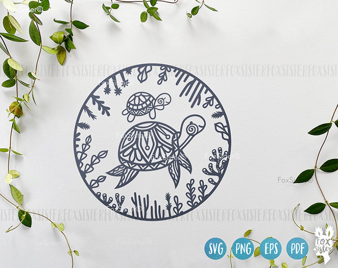 Mama and Baby Turtles Svg for Cricut Silhouette, Sea Turtle Svg ...