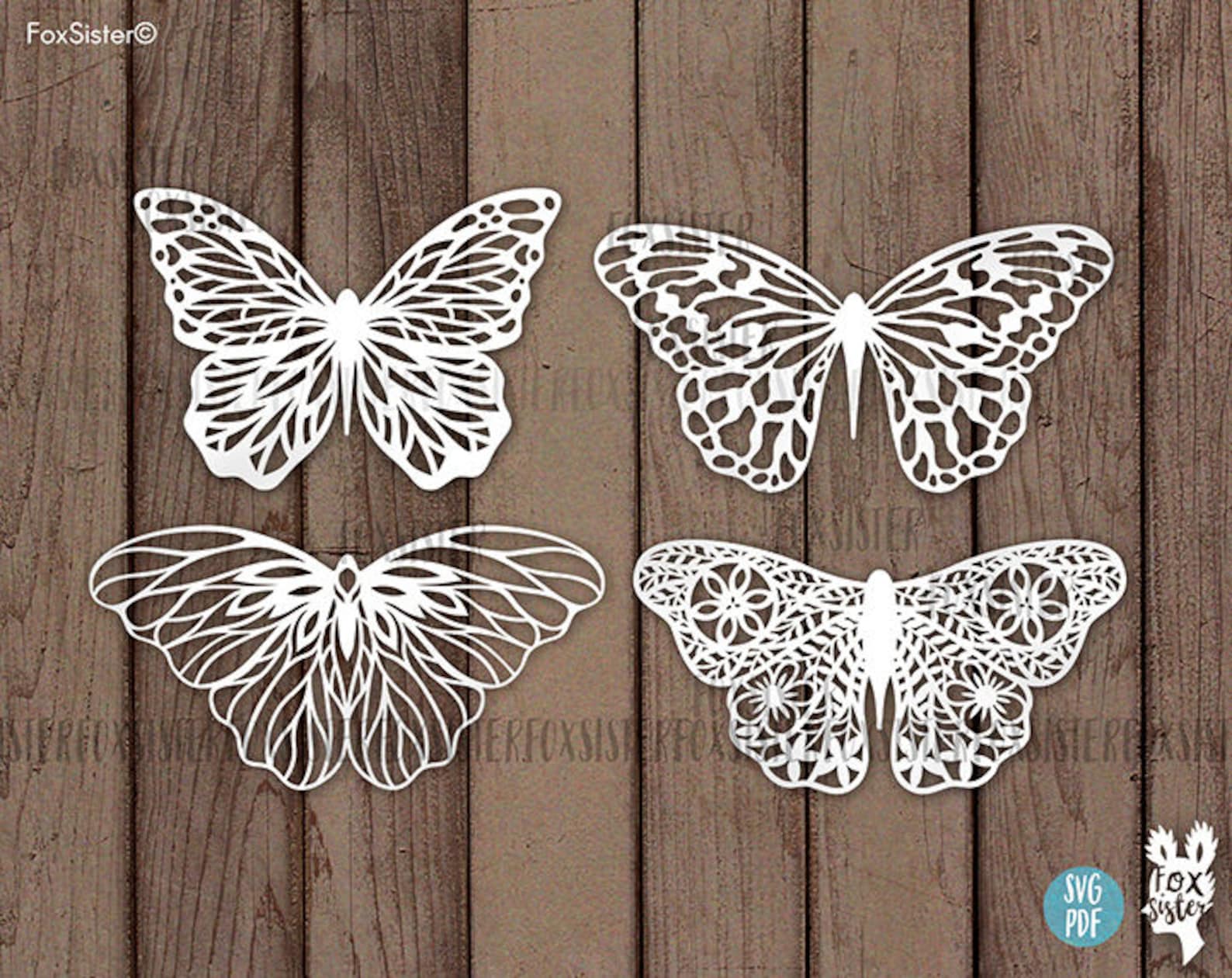 Papillon SVG bundle de SVG 4 papillons Papercut modèle png | Etsy