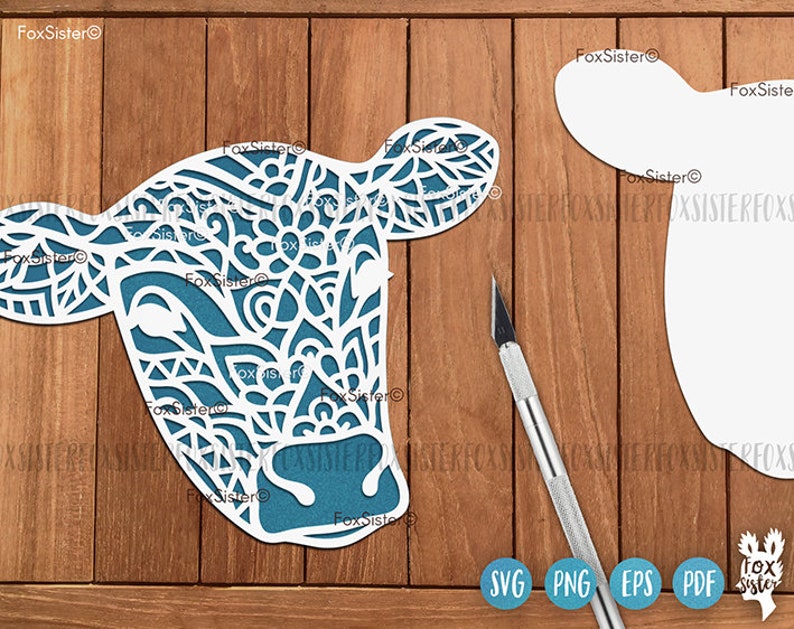 Cow Svg Cut File Vector Clip Art, Mandala Animal Svg Design, Cute Cow ...