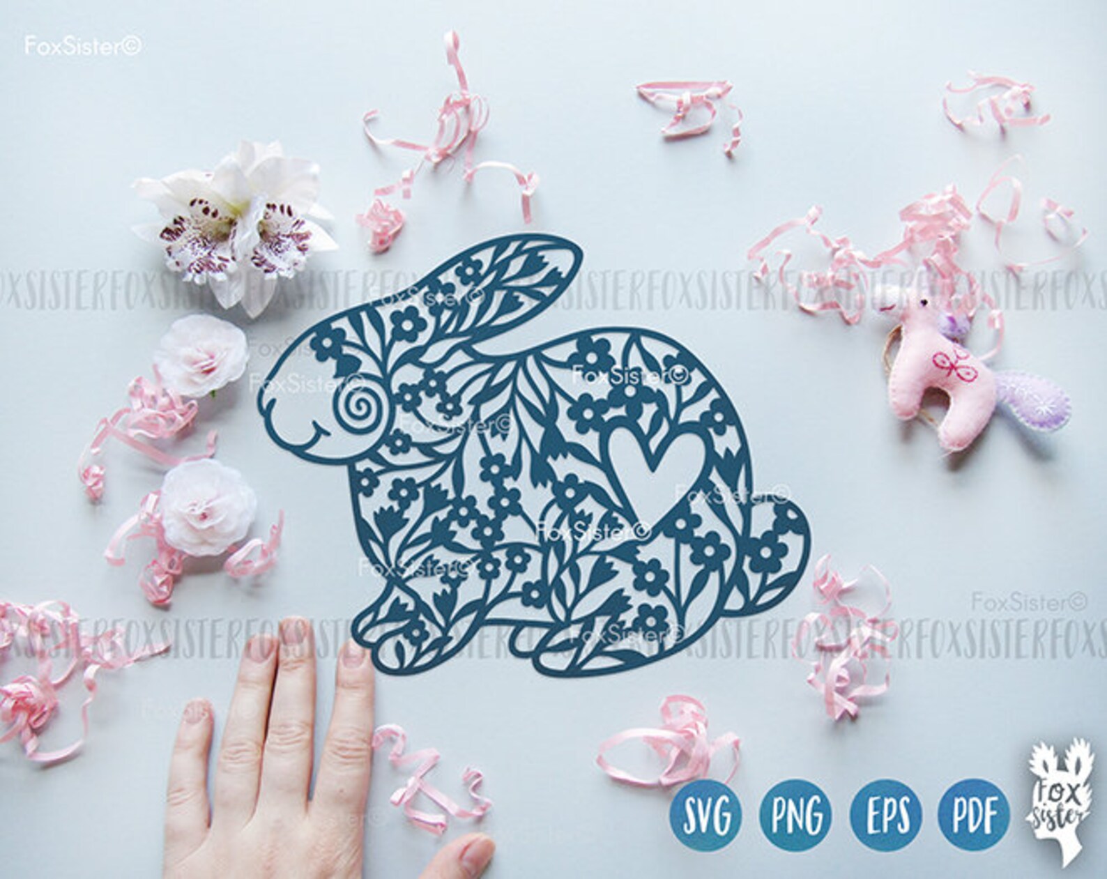 Bunny Svg Bunny Clip Art Bunny Cut File Floral Svg Bunny | Etsy