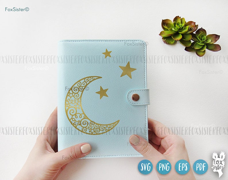 Moon and Stars Night Sky Svg Vector Cut File Designs, Star Svg, Cute ...