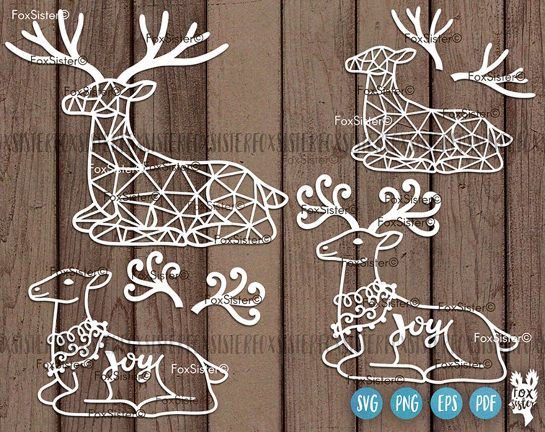 Deer Svg, Cute Reindeer Svg Cut File, Sitting Deer, Antlers Geometric ...