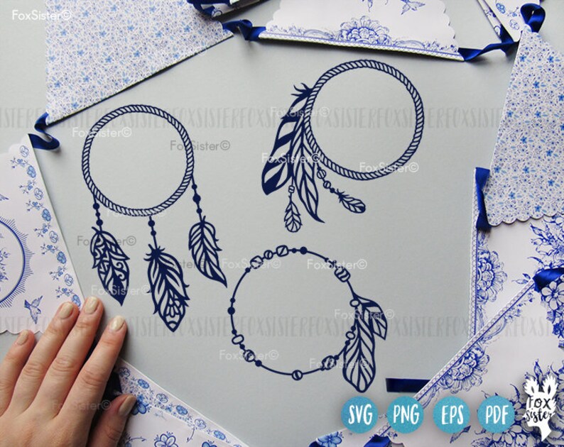 6 Boho Feather Monogram Frames SVG Cut File Templates, Feather Svg ...