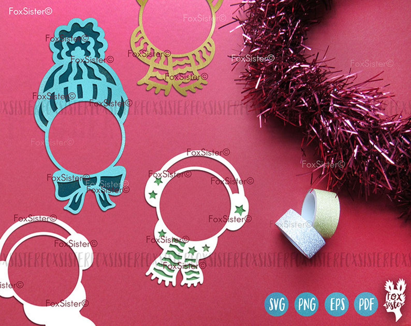 Christmas Monograms Svg Bundle 6 Monogram Frames Svg Hat - Etsy
