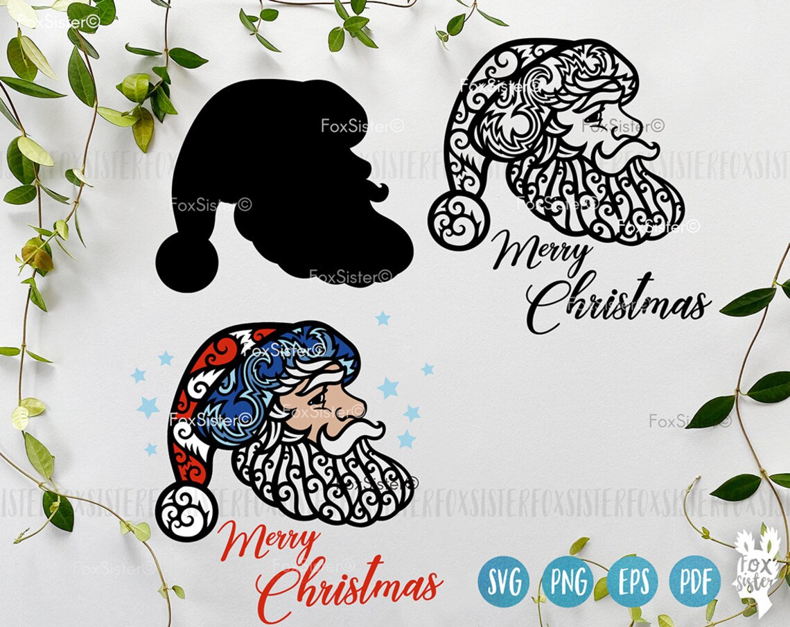 Santa Face Svg Cut File for Cricut and Silhouette, Santa Claus Svg ...