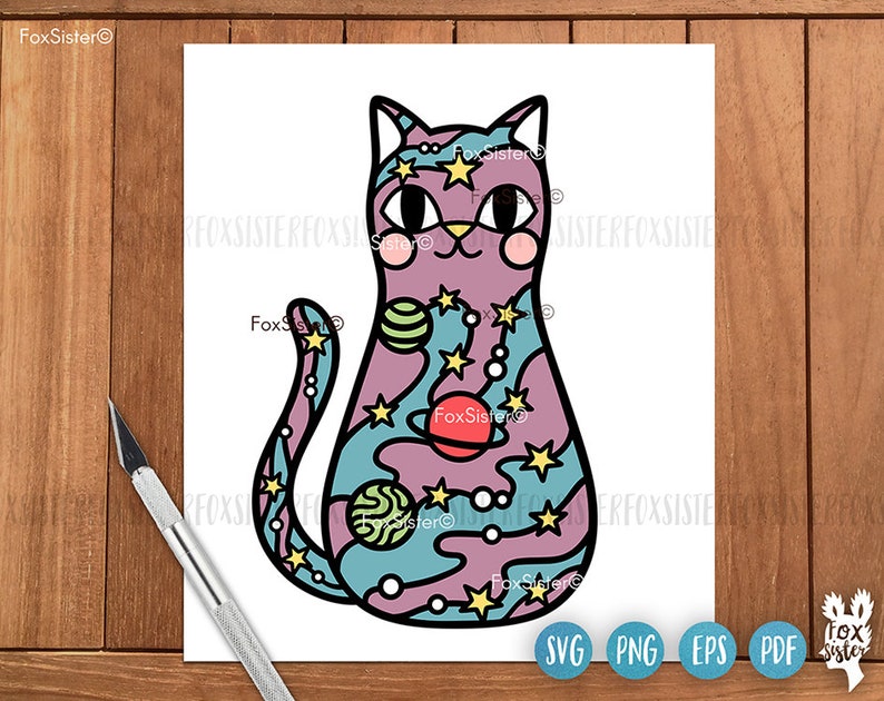 Space Cat Svg for Cricut and Silhouette Cats Svg Pets Svg - Etsy