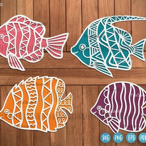 4 Happy Fish Svg Cutting Files for Cricut and Silhouette Set2, Fish ...