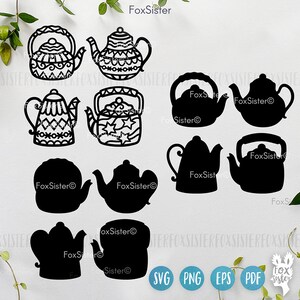 Teapots Svg Bundle Designs for Cricut Silhouette, Glowforge and Other ...