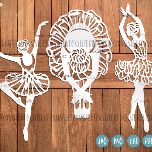 Ballerina SVG Bundle 3 Papercut Templates Set 1 Ballet - Etsy