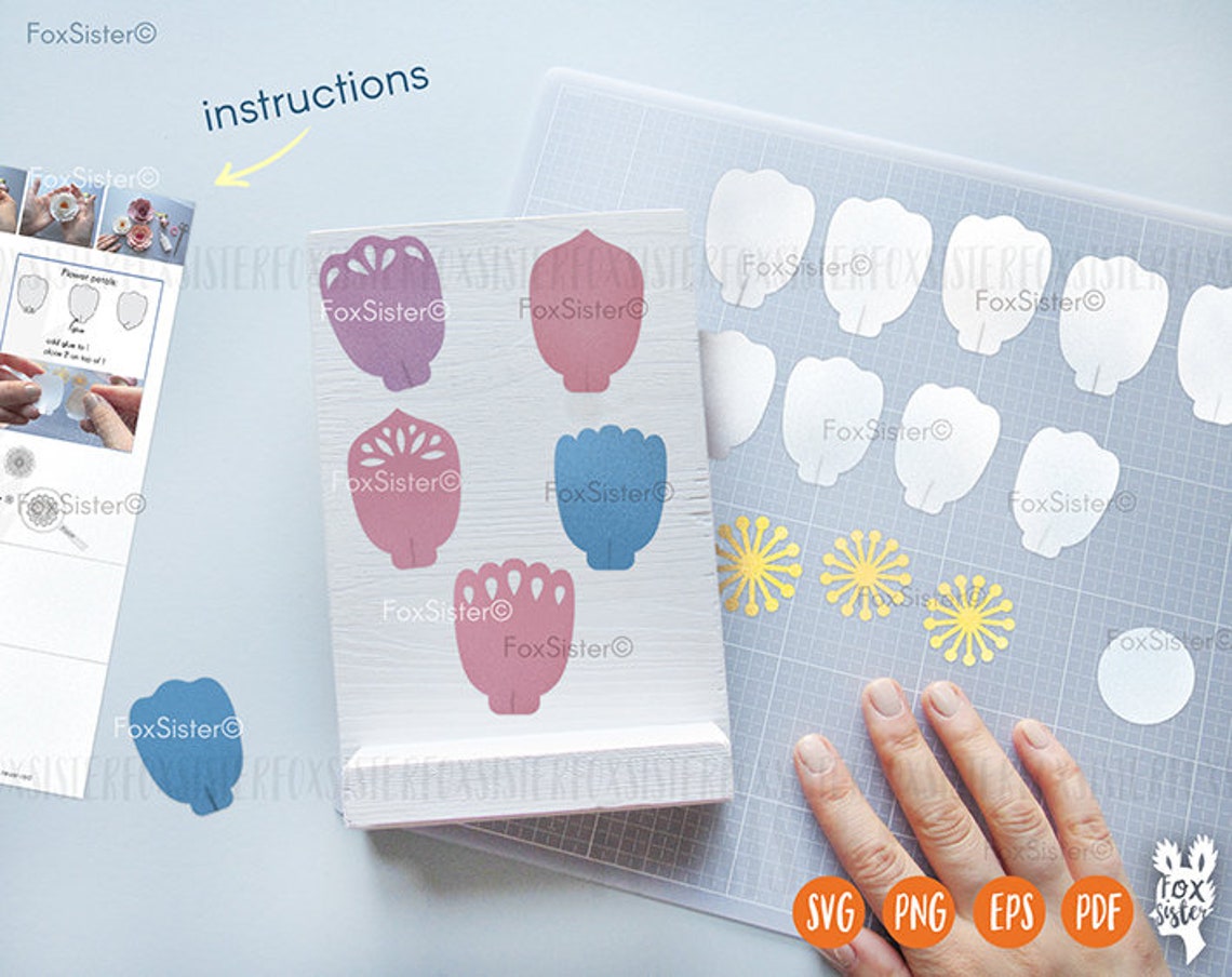 6 Paper Flower Svg templates in a bundle for 3D flowers | Etsy