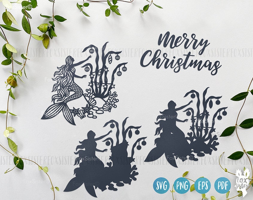 Mermaid Christmas Svg for Cricut and Silhouette Christmas | Etsy