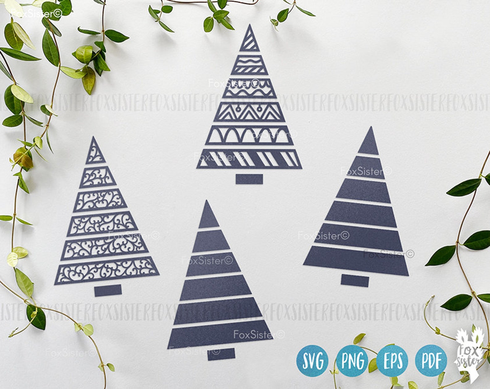 2 Christmas Trees Svg Bundle for Cricut and Silhouette - Etsy