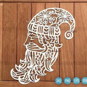 Santa Svg Png Pdf Eps Vector Cut Files, Santa Profile Svg, Christmas ...