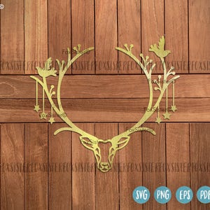 Christmas Svg Monogram Frame, Deer Svg Blank Circle Monogram Frame ...