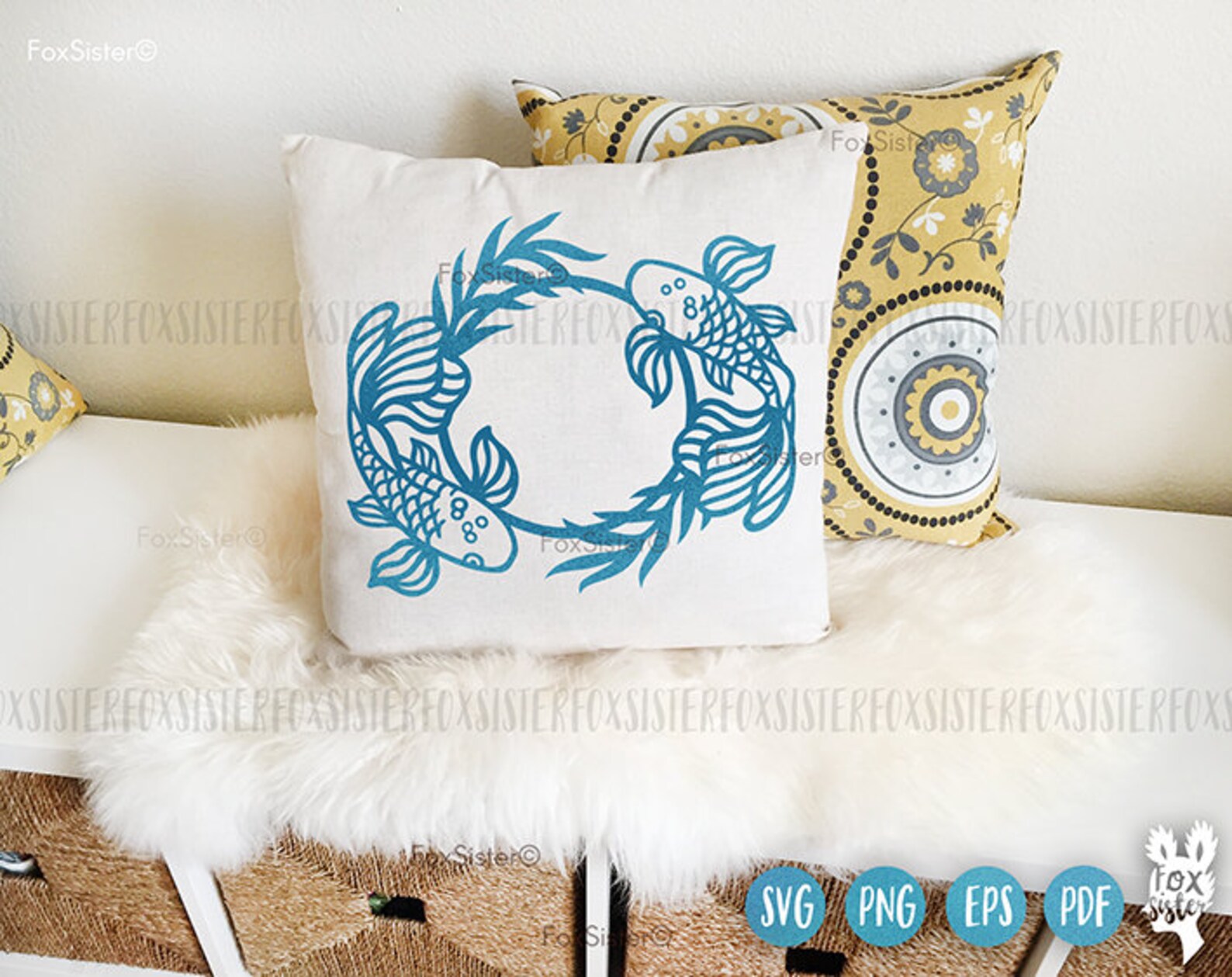 Koi Fish Monogram Frame Svg Png Cut File Template, Blank Frame ...