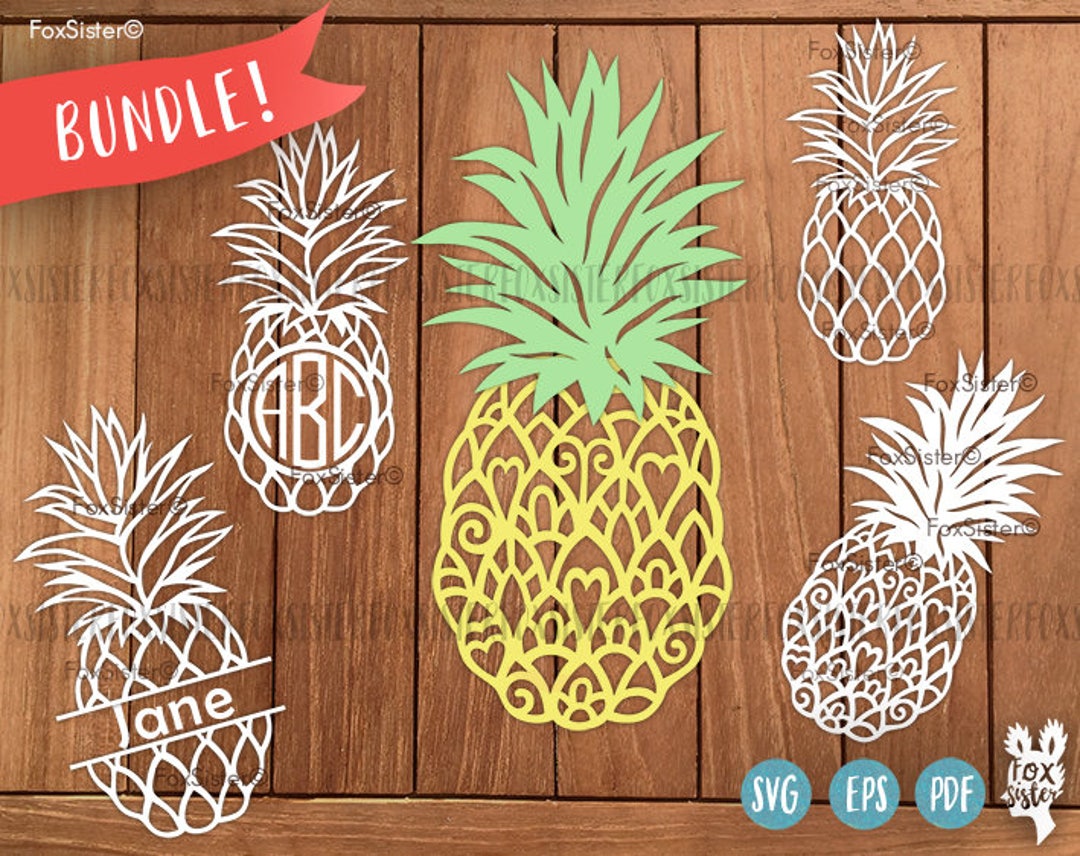 Monogram SVG / PDF Pineapples Cut File Template Bundle, Tropical Svg, Summer Svg, Fruits Svg ...