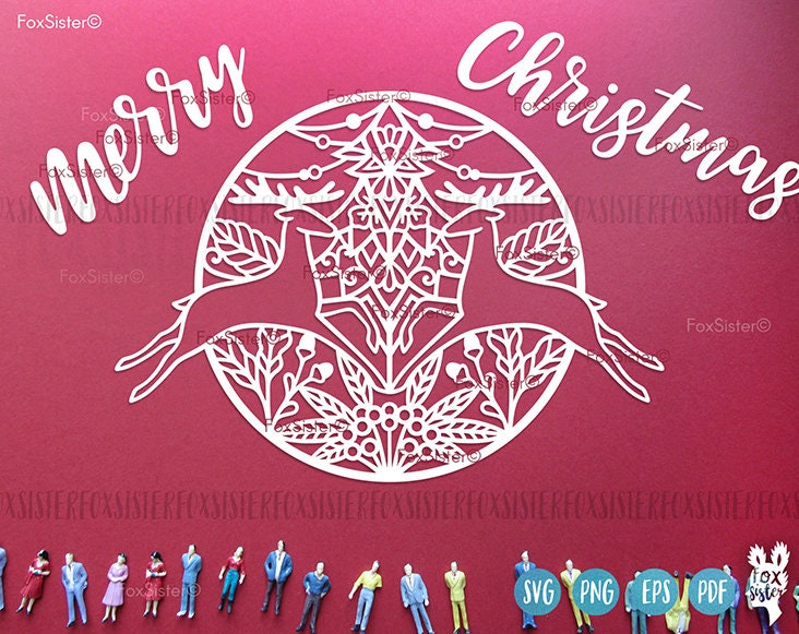 Deer Svg File Deer Cut File Christmas Svg Files Merry | Etsy