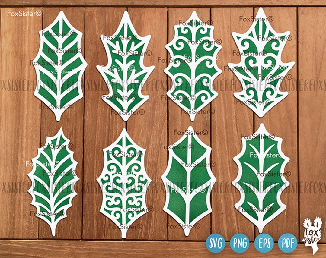 Christmas Holly Svg Bundle, Leaves Svg Set 5, Leaf Svg File, Holly ...
