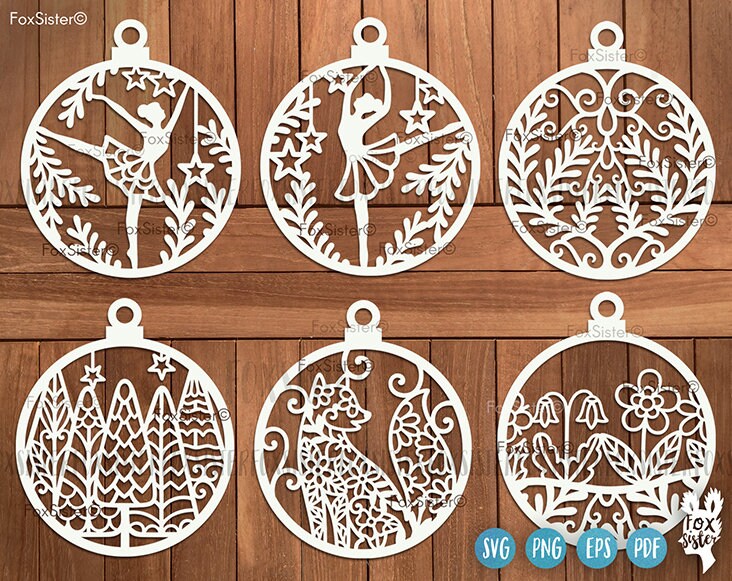 Christmas Baubles SVG Bundle SET 9, Ballerina Bauble Svg Template ...