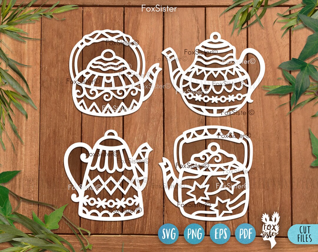 Teapots Svg Bundle Designs for Cricut Silhouette, Glowforge and Other ...