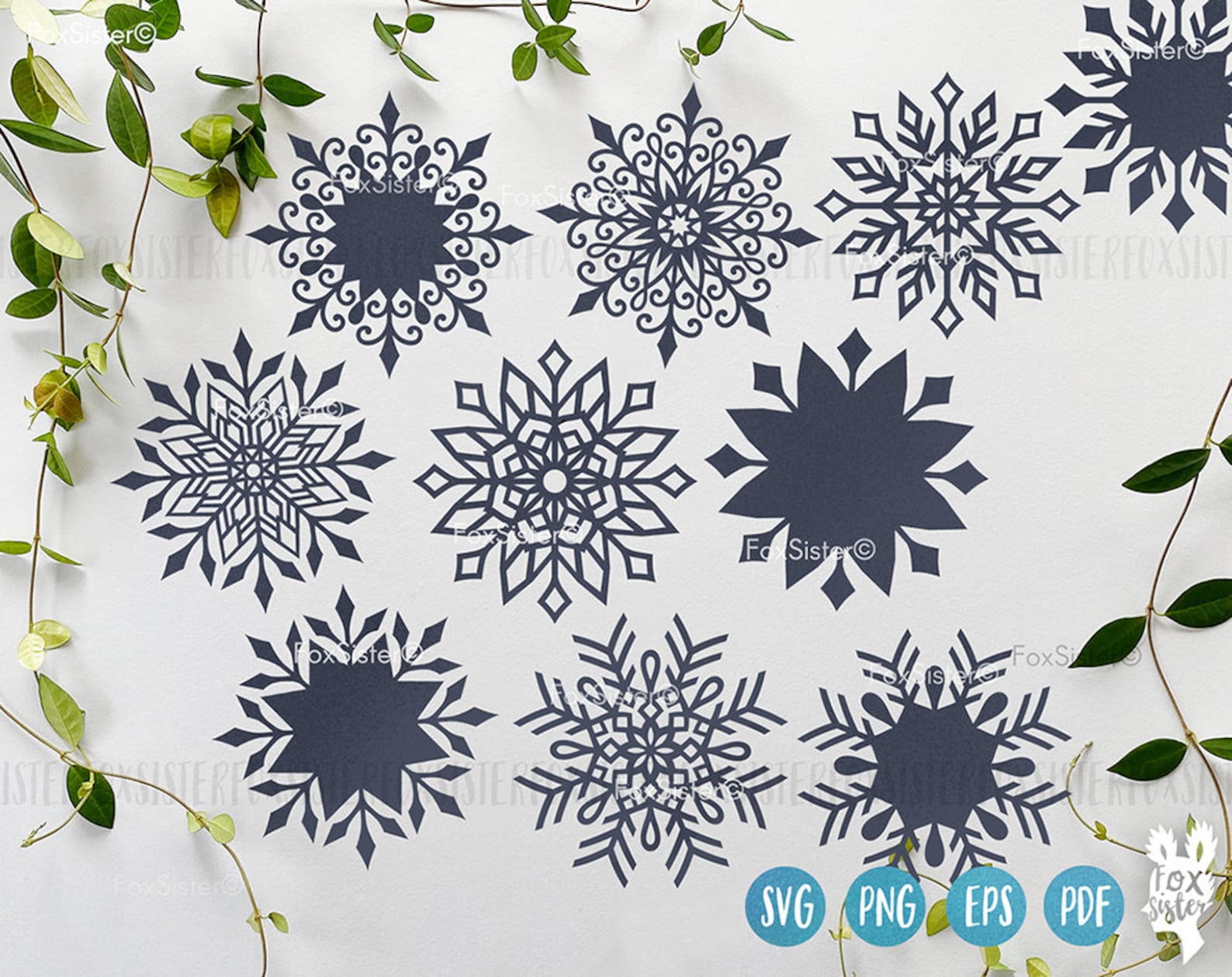 Snowflakes Svg Bundle SET 8 Christmas Svg Bundle Happy - Etsy