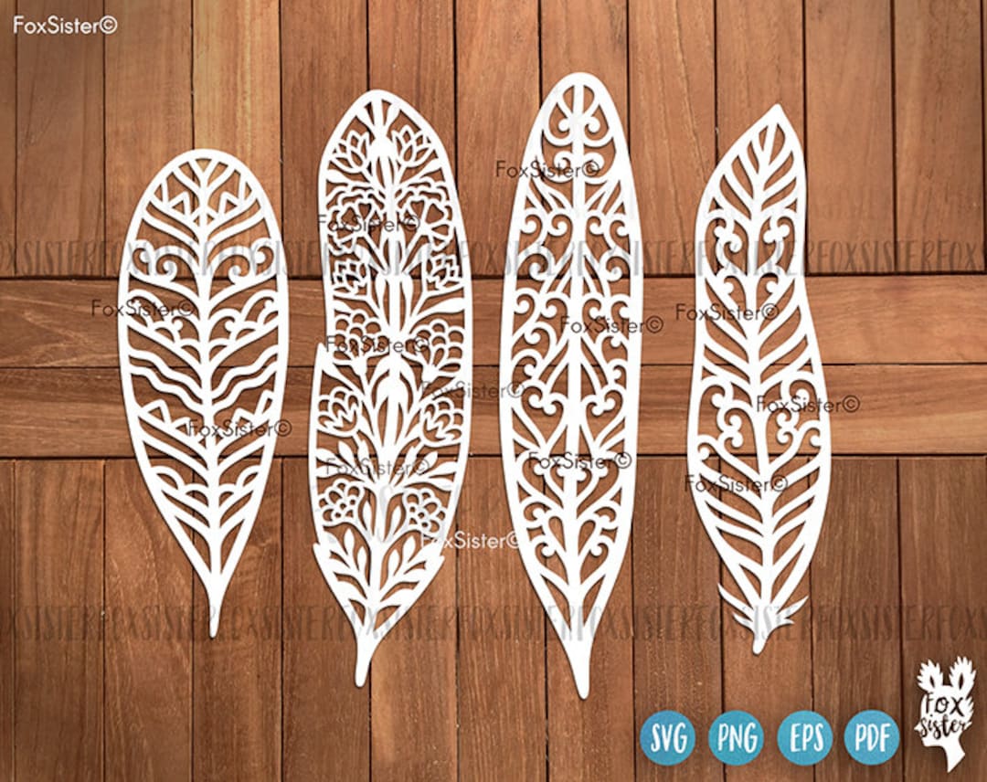 Boho Feathers SVG Bundle, Tribal Feather Svg, Feather Vector, Feather ...