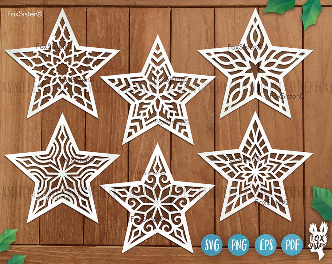 Stars Svg Bundle SET 12 for Cricut and Silhouette, Christmas Ornaments ...