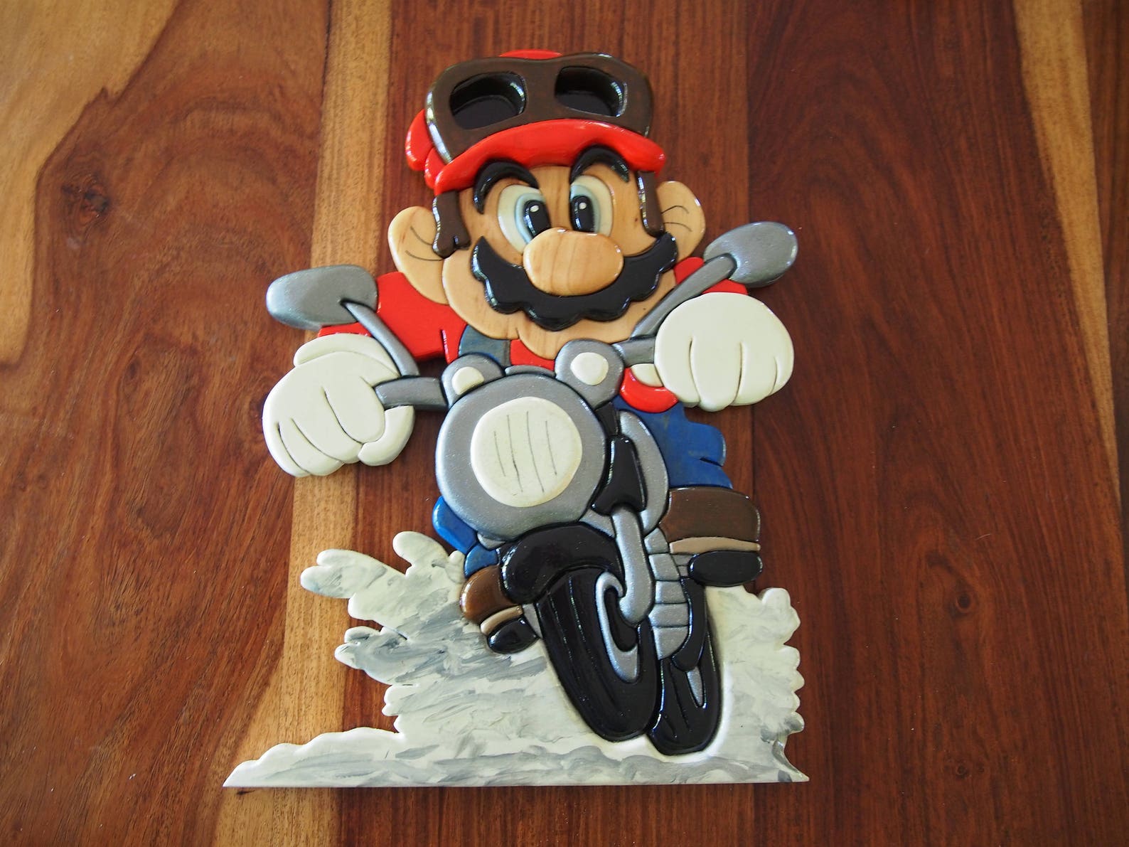 Mario on His Motor Bike 3D Segmented Wood Intarsia Pattern for DIY ...