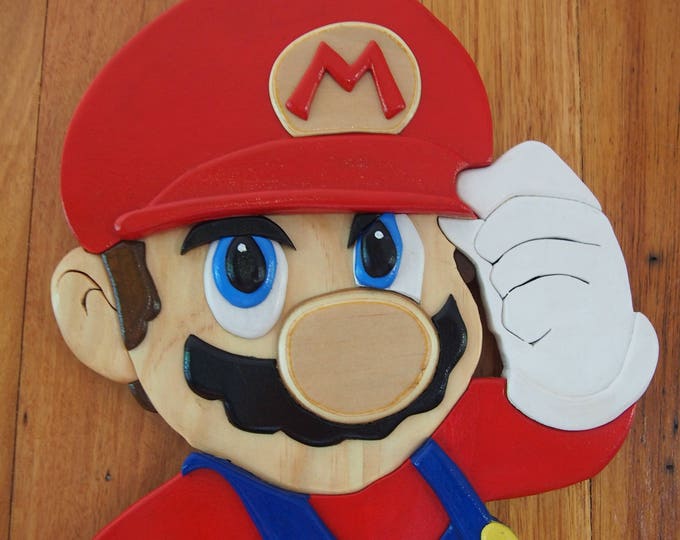 Mario Standing 3D Segmented Wood Intarsia Pattern for DIY. Woodturning ...